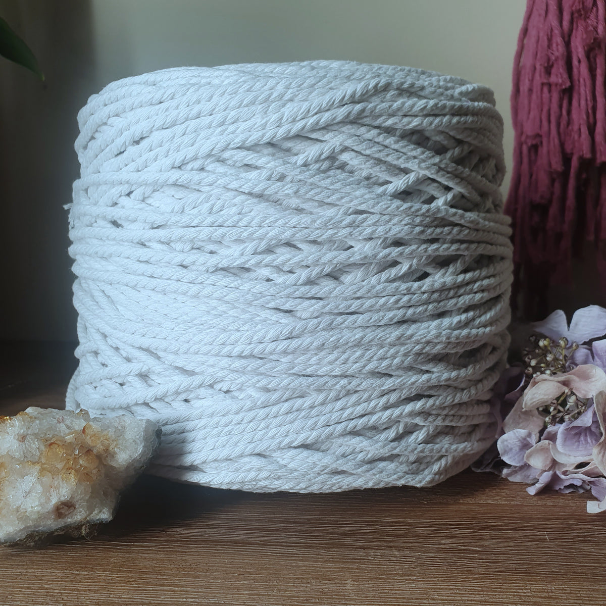White Cotton Macrame Cord - 3mm 3ply twisted 2.5kg – Natural Mystic Macrame